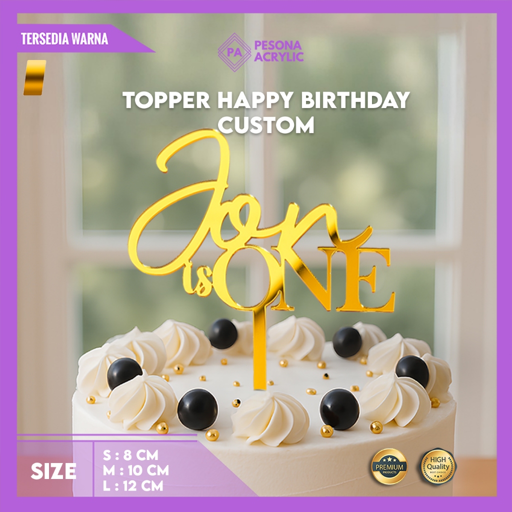 Jual Topper Cake Custom Nama/Topper Cake Gold Mirror/Topper Cake Custom ...