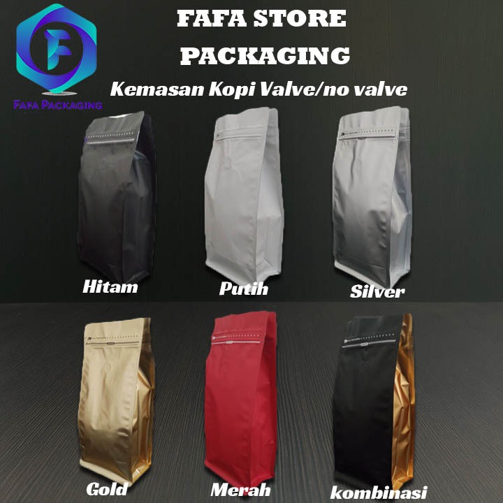 Jual Kemasan Kopi Standing Pouch Flat Bottom VALVE Coffee Bag Pouch ...