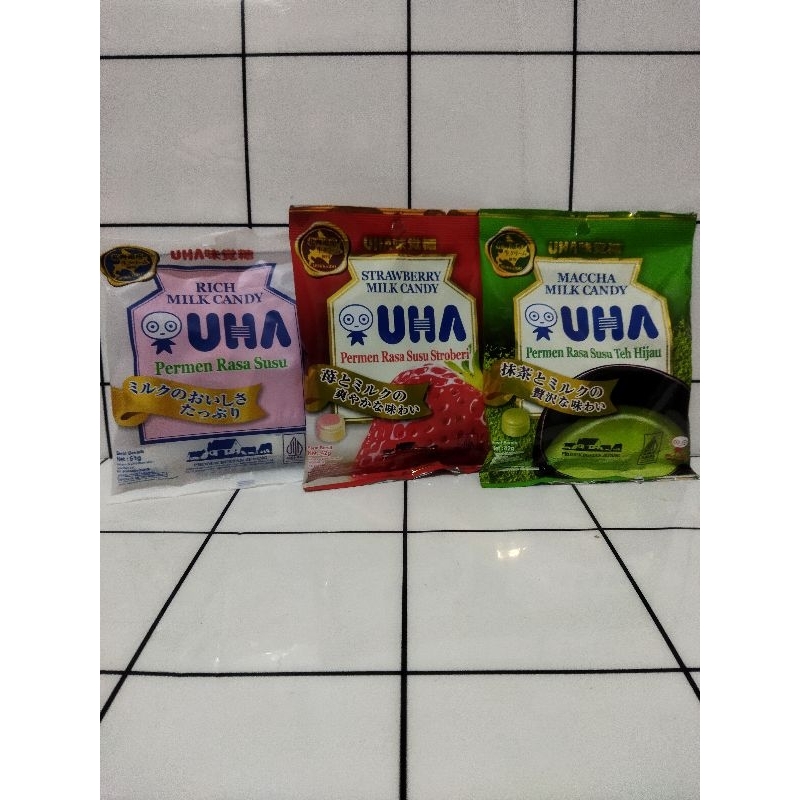 Jual uha permen rasa Susu-strawberry-macha 51gr | Shopee Indonesia
