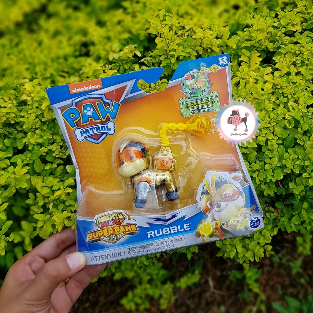 Jual Paw Patrol Mighty Pups Super Paws Rubble Figure with Backpack ...