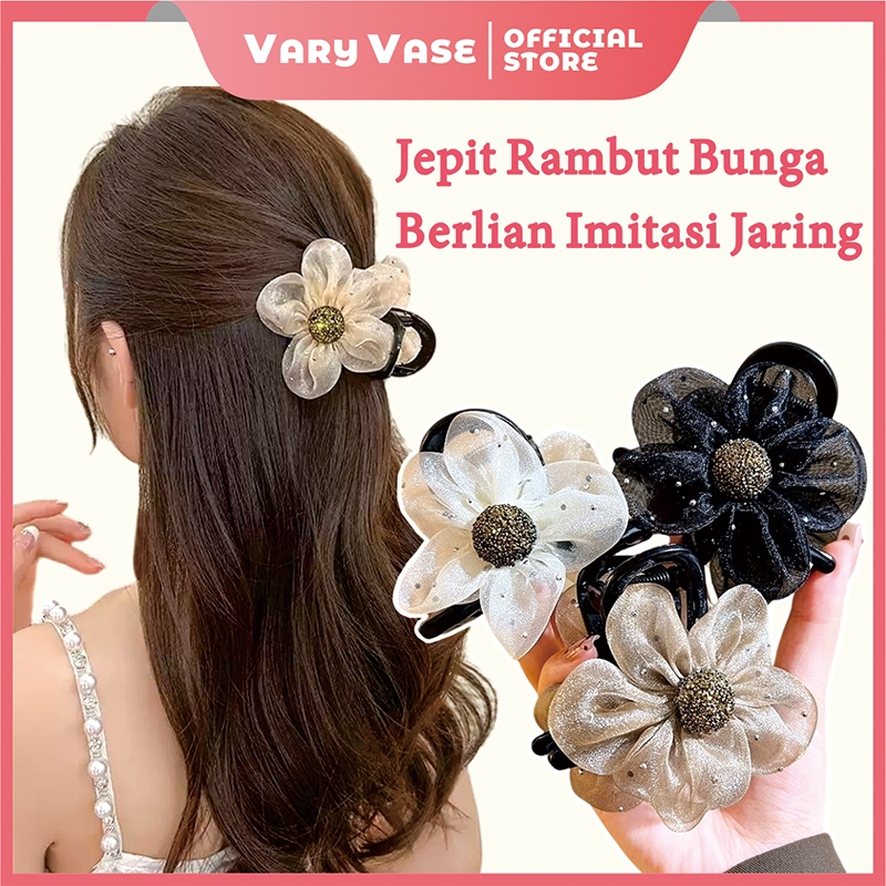 Jual Vary Vase Jepit Rambut Bunga Berlian Imitasi Jaring Aksesori ...