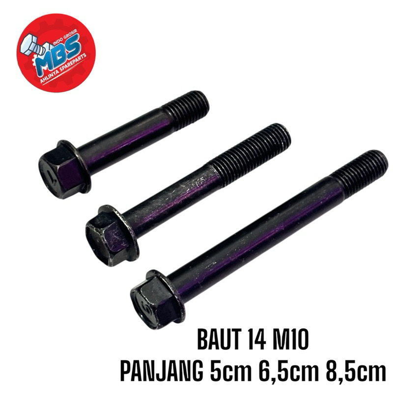 Jual BAUT 14 FLANGE TOPI ORI M10X50 M10X65 M10X85 BAUT DUDUKAN KNALPOT ...