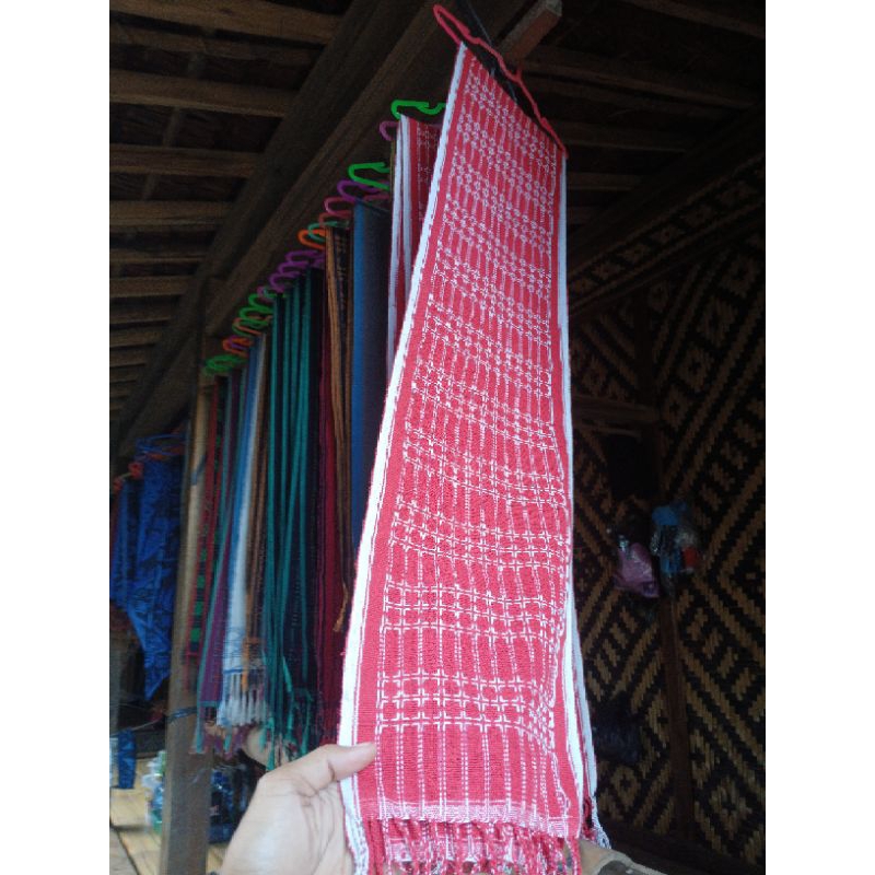 Jual selendang tenun baduy,warna merah | Shopee Indonesia
