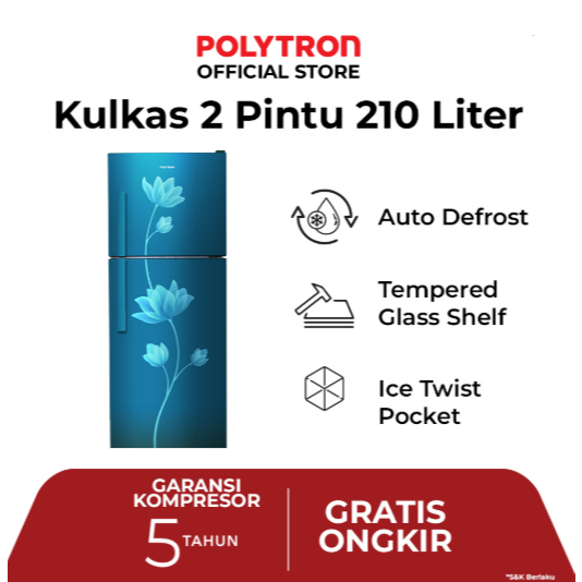 Jual Kulkas 2 Pintu Polytron 210 Liter PRB-219B/R I PRB-217B/R | Shopee ...