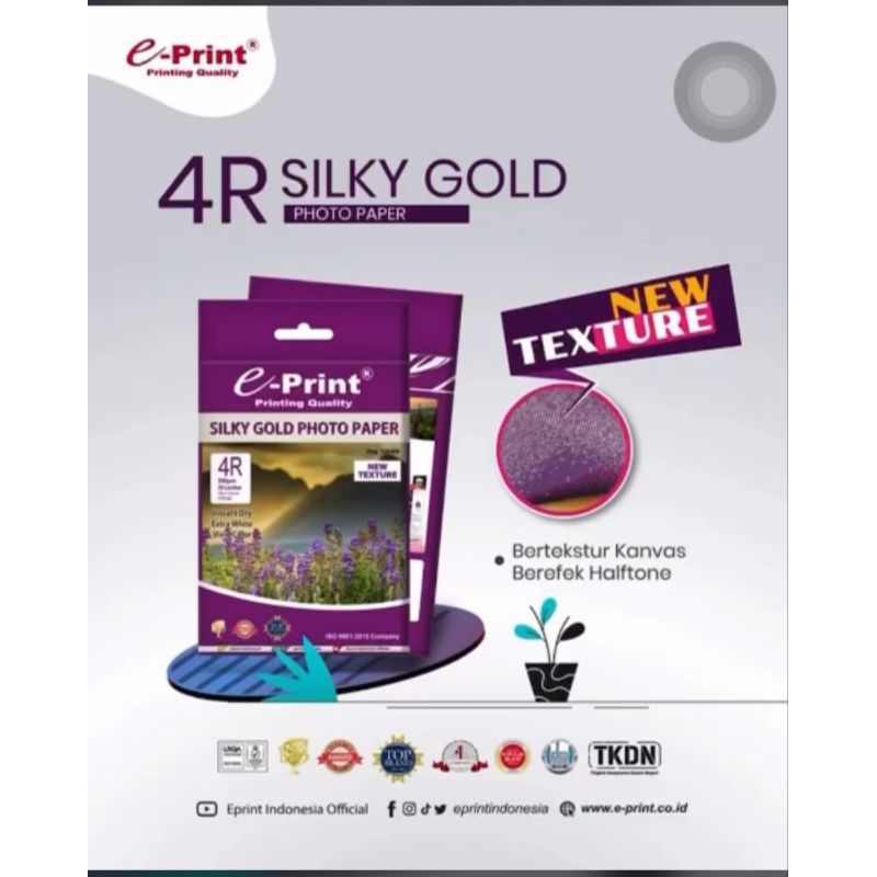 Jual kertas foto silky 4R 260 gsm 20 lembar e-print photo paper silky ...
