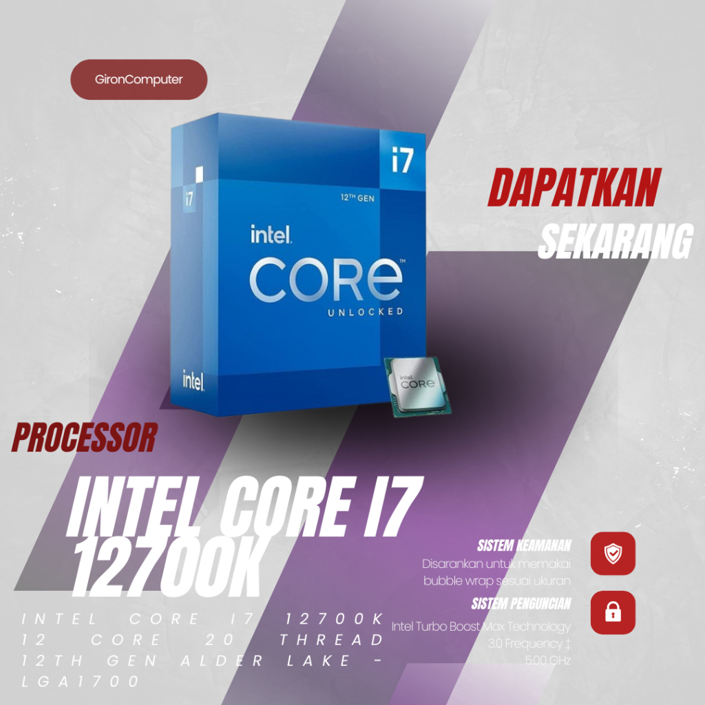 Jual Intel Core i7 12700K 12 Core 20 Thread 12th Gen Alder Lake - LGA1700 | Shopee Indonesia