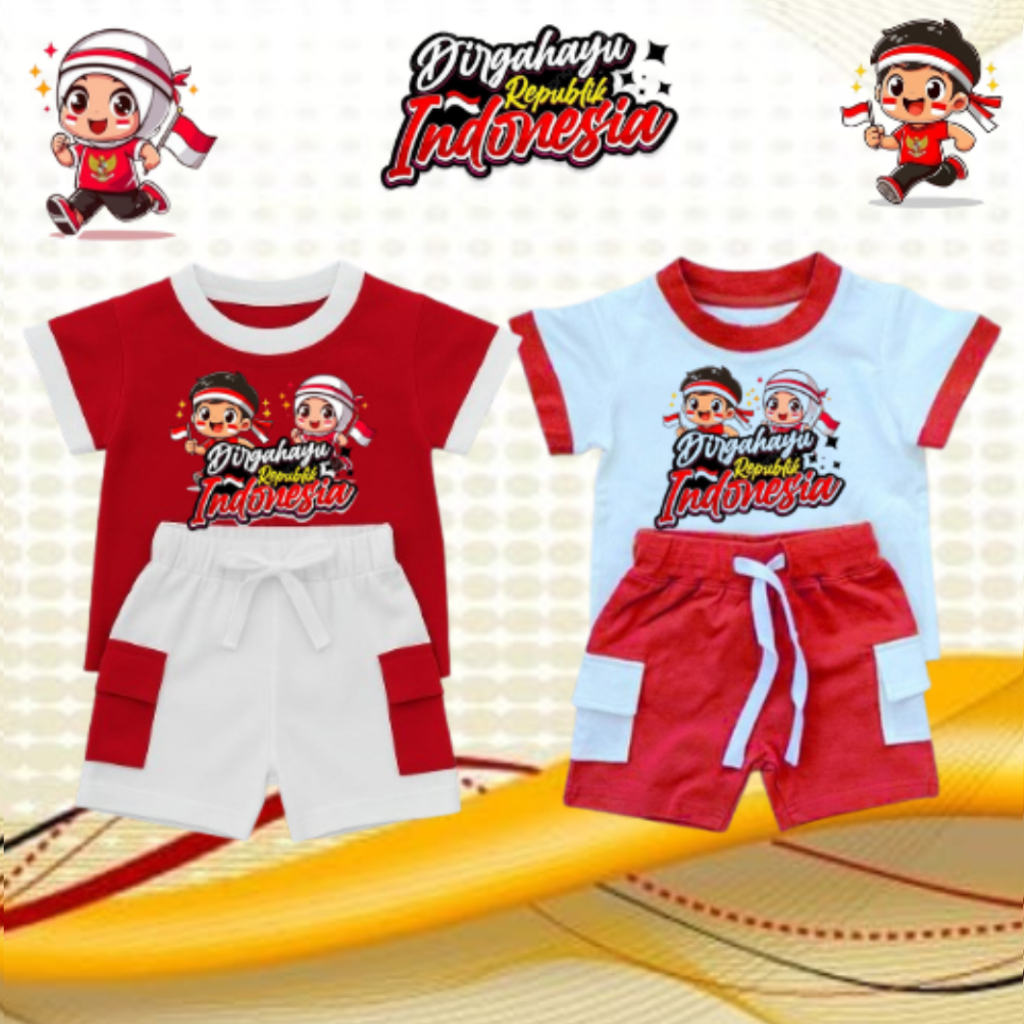 Jual Fashion Baju Setelan Kaos Anak Laki Laki Merah Putih Kemerdekaan Dirgahayu 17 Agustus usia ...