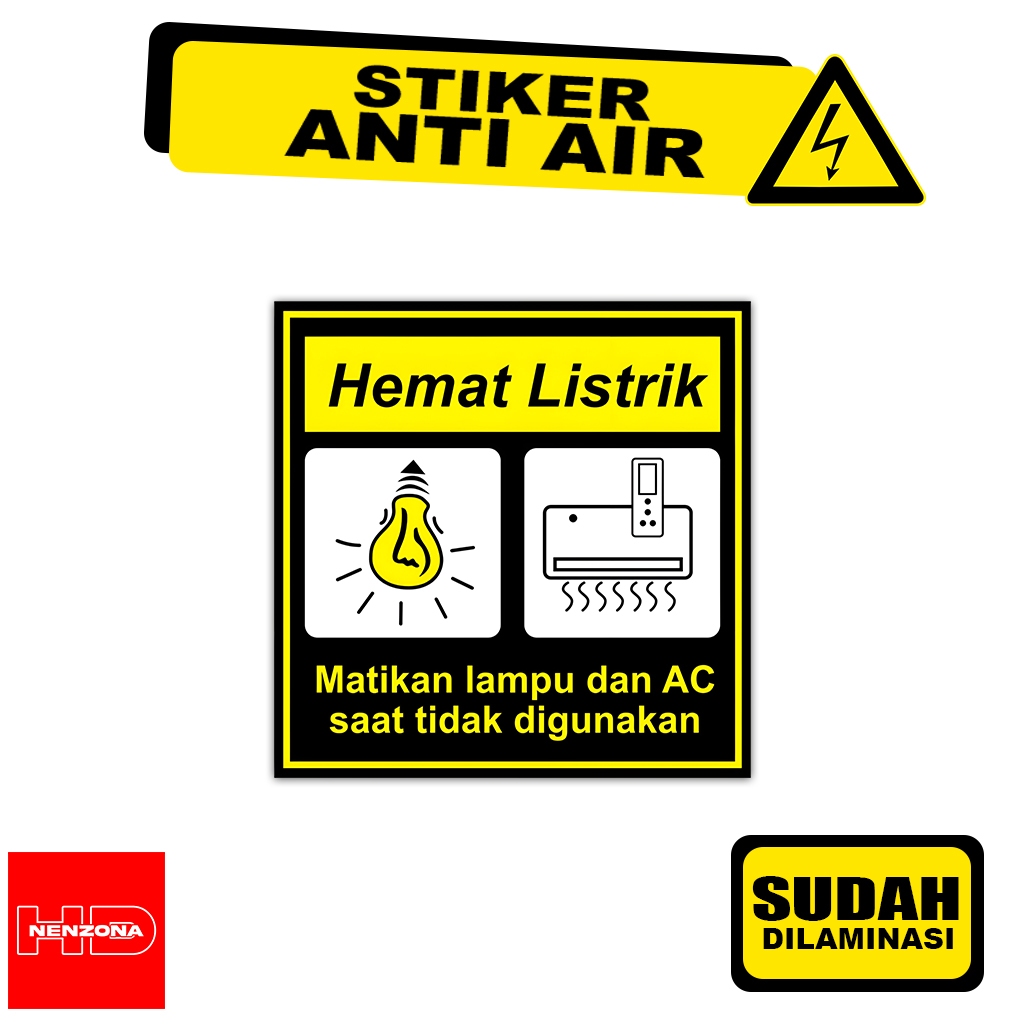 Jual Stiker Hemat Listrik Matikan Lampu dan AC Sticker Kelistrikan Elektronik Bahan Vinyl Anti ...