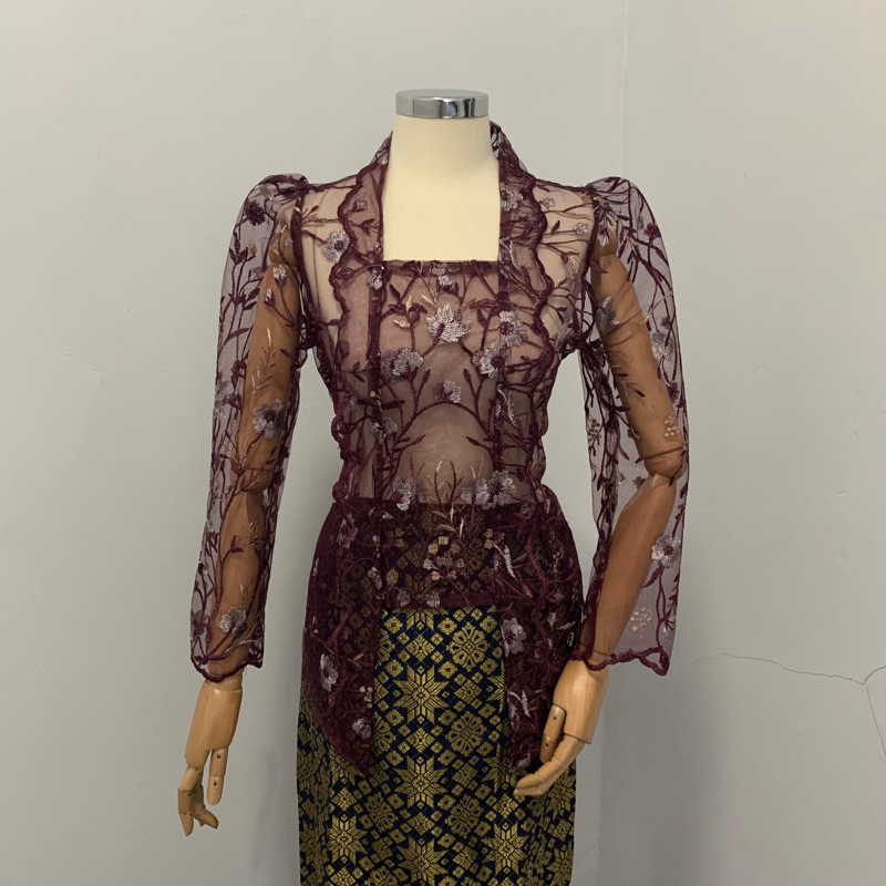 Jual Kebaya Kutubaru Motif Bunga Puffy XS-XXXL | Shopee Indonesia