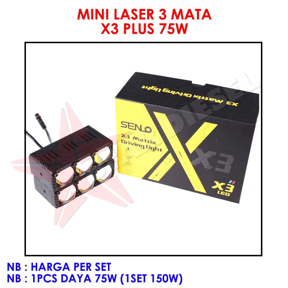 Jual LASER 3 MATA X3 PLUS MATRIX SENLO HI LO LENSA KACA LED DUA WARNA ...