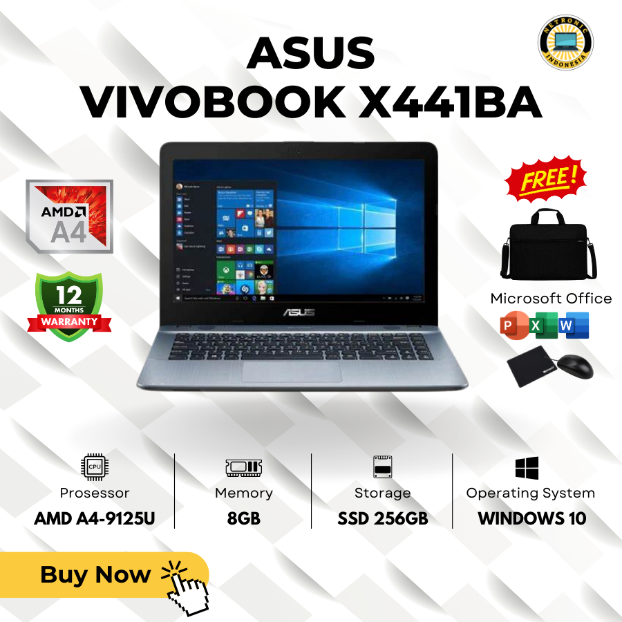 Jual ASUS VIVOBOOK X441BA AMD A4-9125U RAM 8GB SSD 256GB 14.0" HD DVD ...
