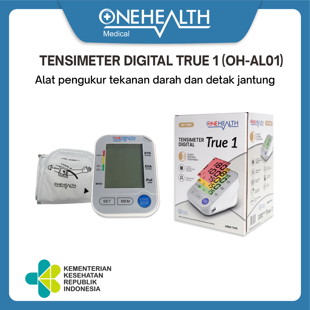 Jual Onehealth Tensimeter Digital True 1 (OH-TR01) Alat Pengukur Tekanan Darah Dan Detak Jantung ...