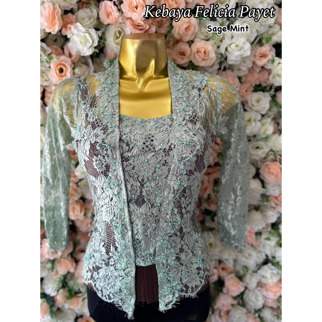 Jual kebaya metalik payet mewah modern lengan panjang premium kebaya ...