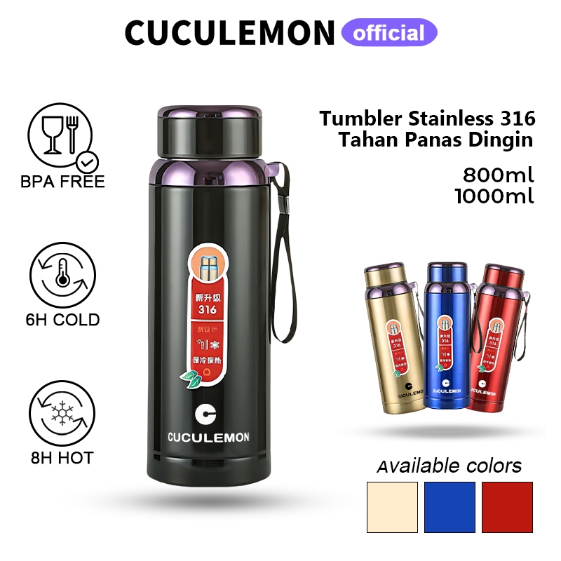 Jual CucuLemon Termos Stainless Steel Tumbler Tahan Panas Dingin 1000ML Botol Minum Air Bottles ...