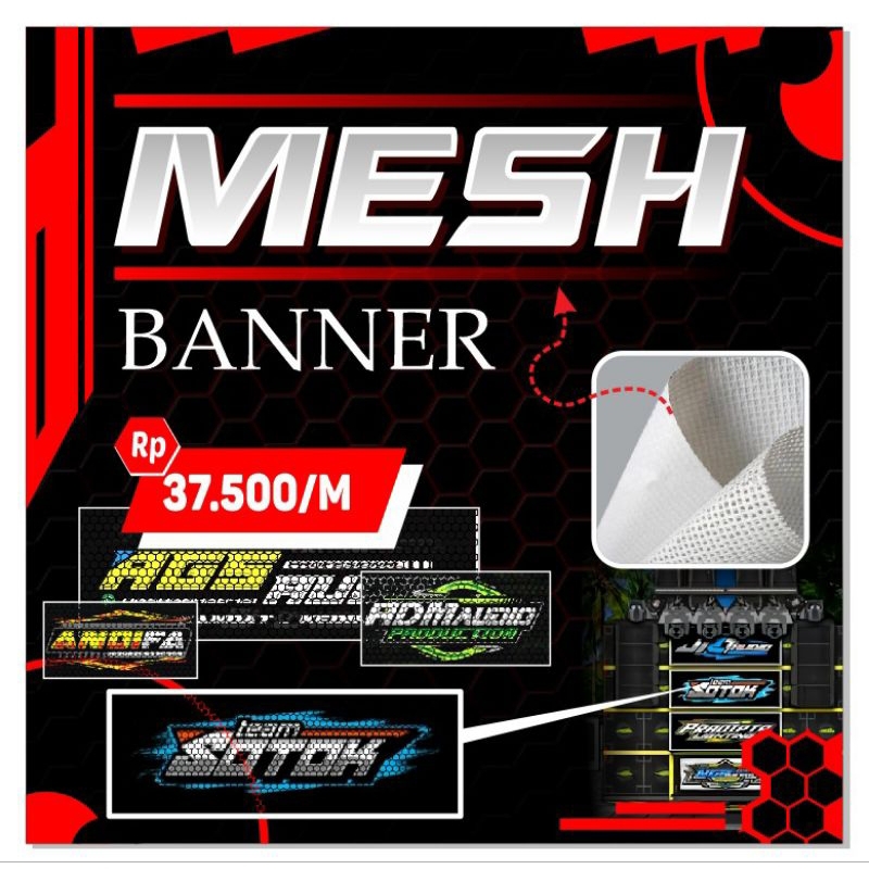Jual Mesh banner / banner jaring untuk sound system / banner audio awet ...