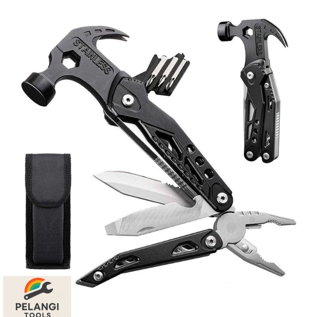 Jual PALU TANG LIPAT MULTIFUNGSI EDC HAMMER SURVIVAL TOOLS MULTITOOL MINI STAINLESS STEEL ...
