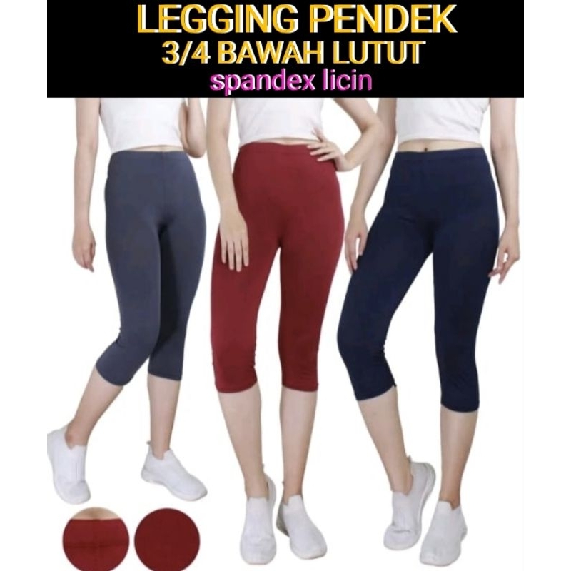 Jual celanan legging pendek 3/4 bawah lutut standar&jumbo bb.35/58kg bb ...