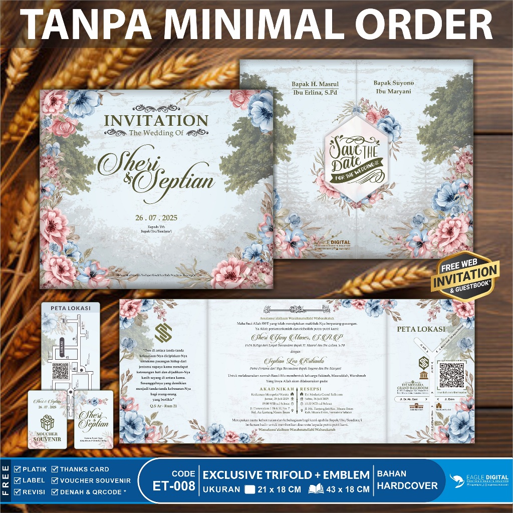 Jual Aesthetic Tema Garden Biru | Hardcover Trifold I Undangan ...