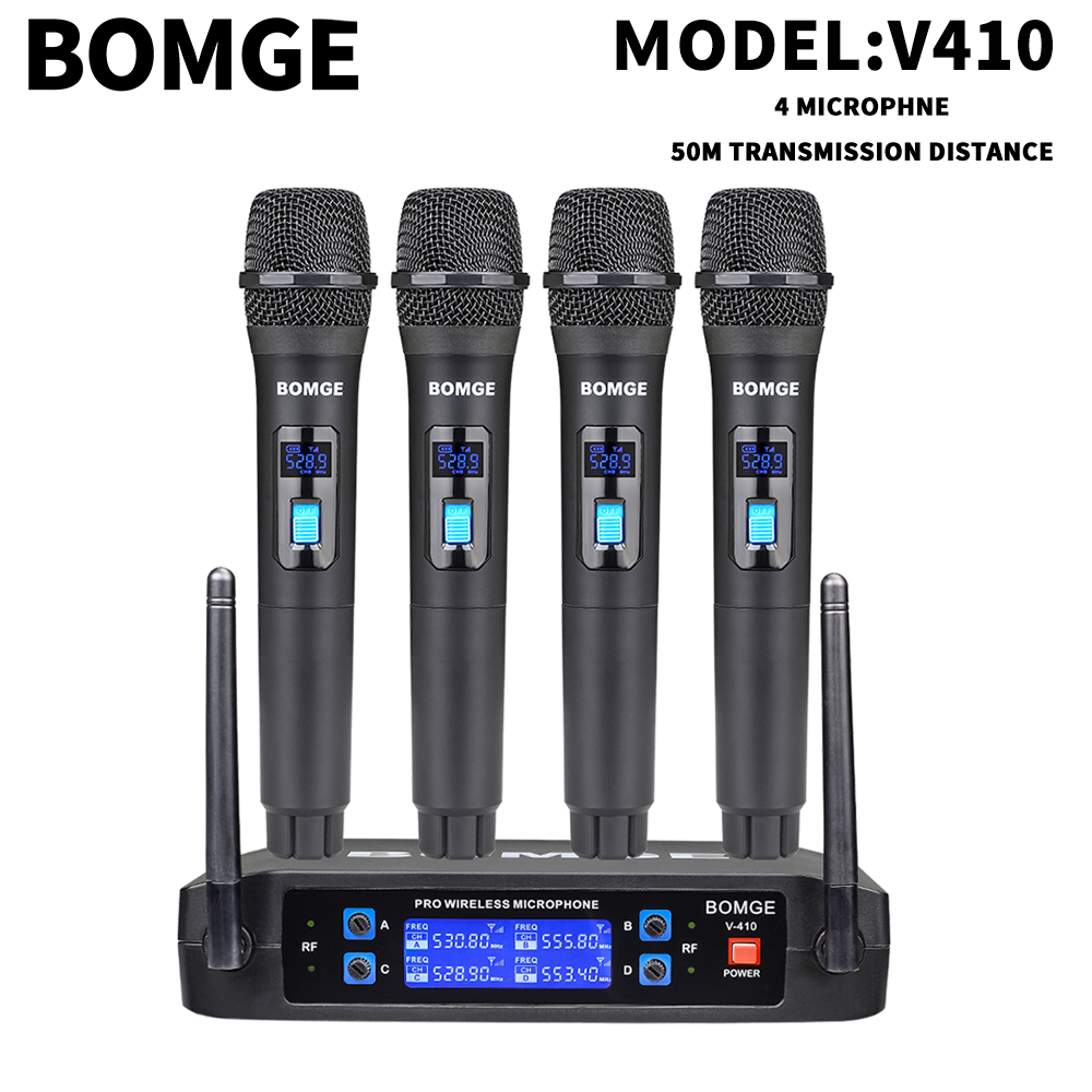 Jual BOMGE V410 4-Channel Wireless Microphone System with 4 Hand-held ...