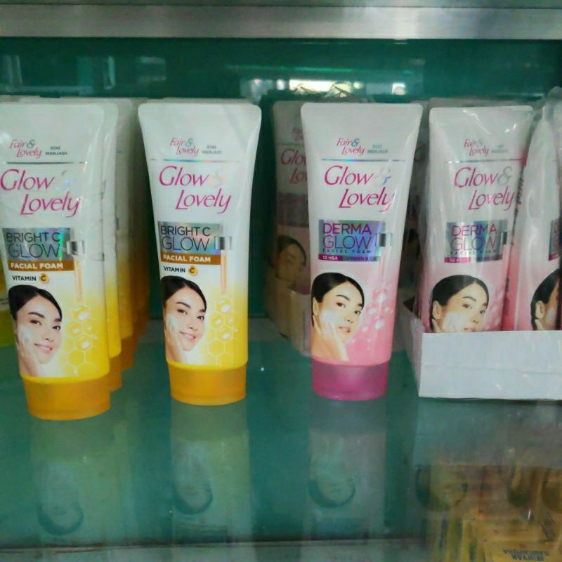 Jual Glow & Lovely Facial Foam Vitamin C 100ml - 50ml Pink Kuning Fair ...