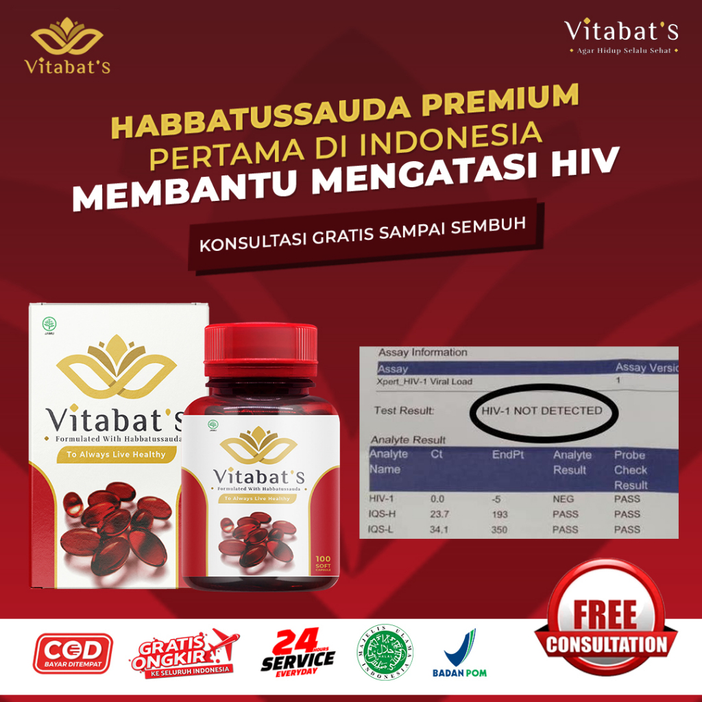 Jual Vitabats Obat HIV Suplemen Herbal Habbatussauda Premium Pertama Di ...