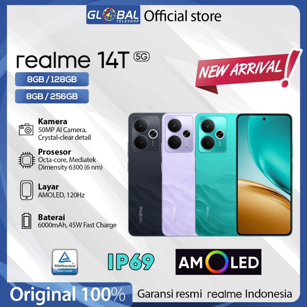 Jual Realme 14T 5G 8/256GB 8/128GB Dimensity 6300 5G Chipset | 6000mAh ...