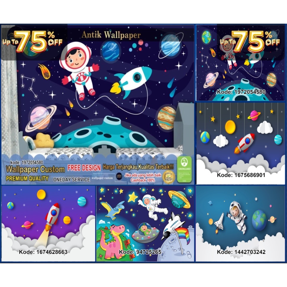 Jual Wallpaper Custom 3D Motif Luar Angkasa/ Astronot/ Dino - Wallpaper ...