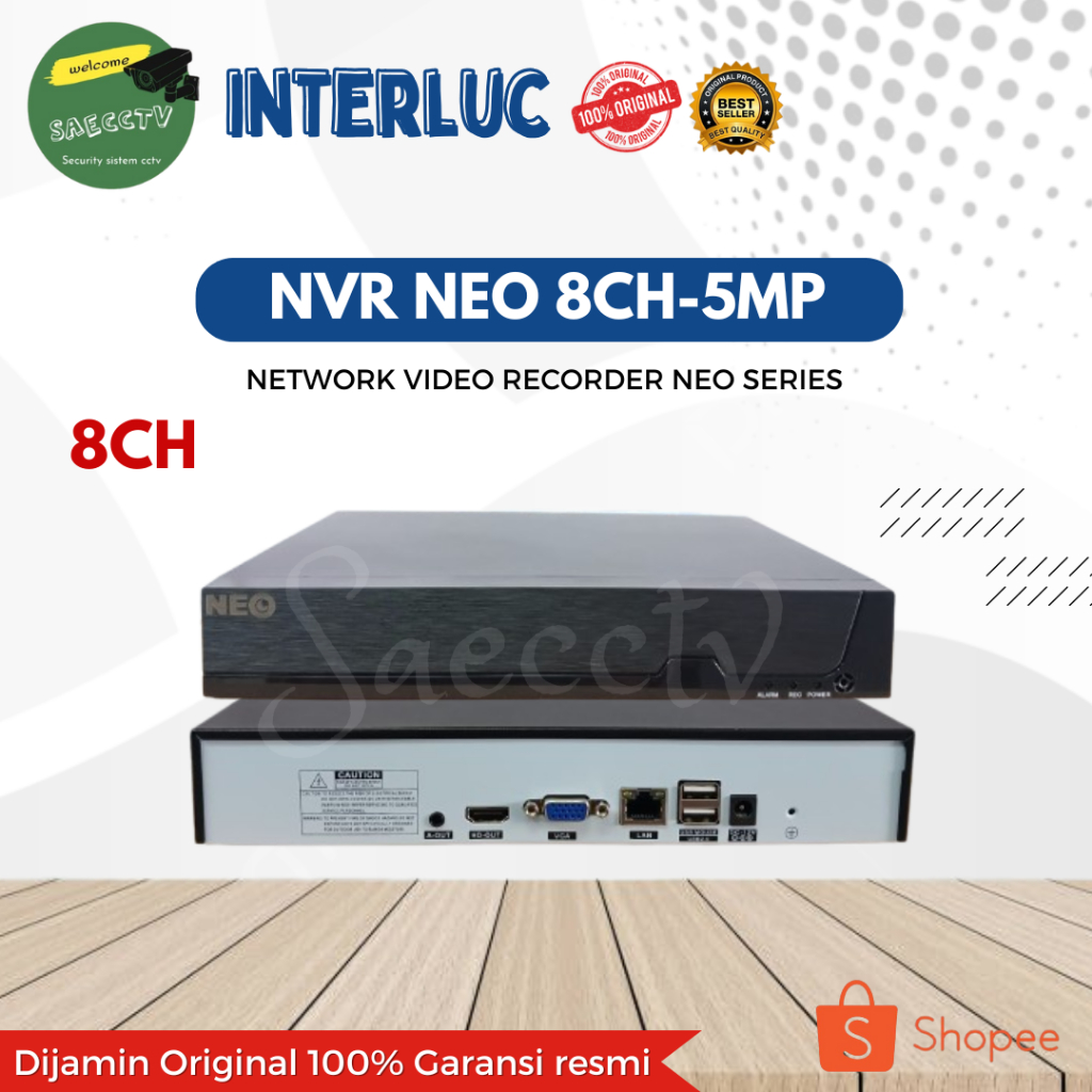 Jual NVR 8 CHANEL NEO BY INTERLUC NVR FOR IP CAMERA UP TO 5MP BEST ...