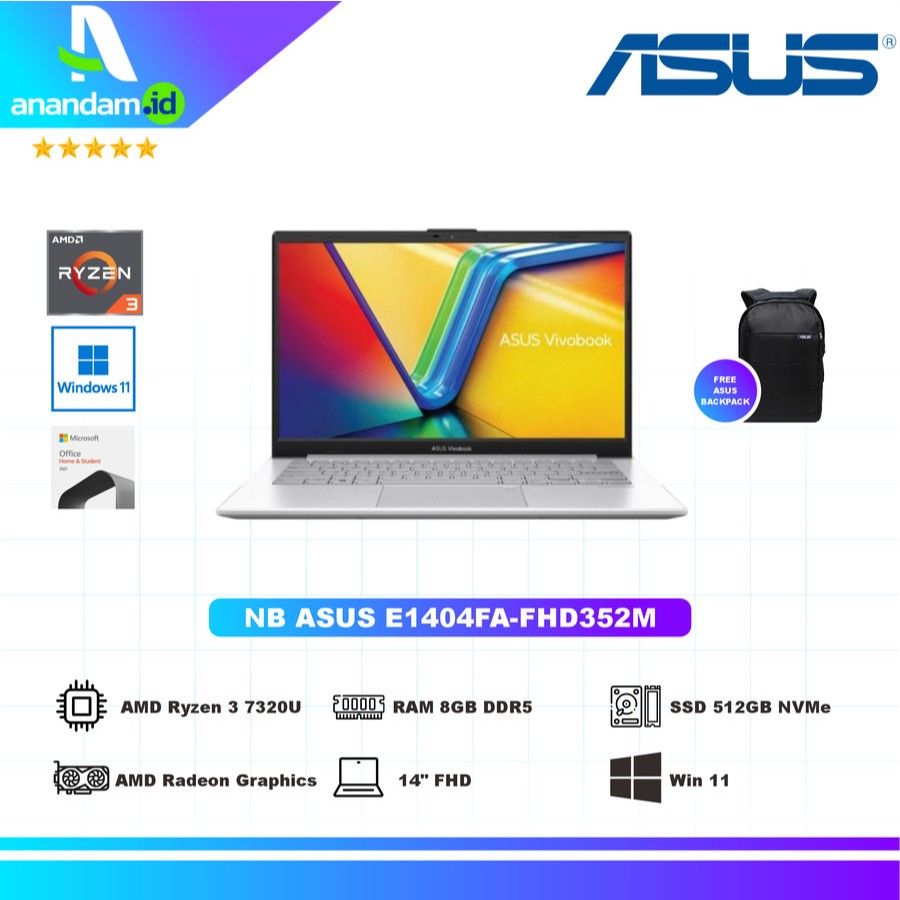 Jual ASUS Vivobook Go E1404FA FHD352 Ryzen 3 7320U 8GB 512GB W11 OHS ...
