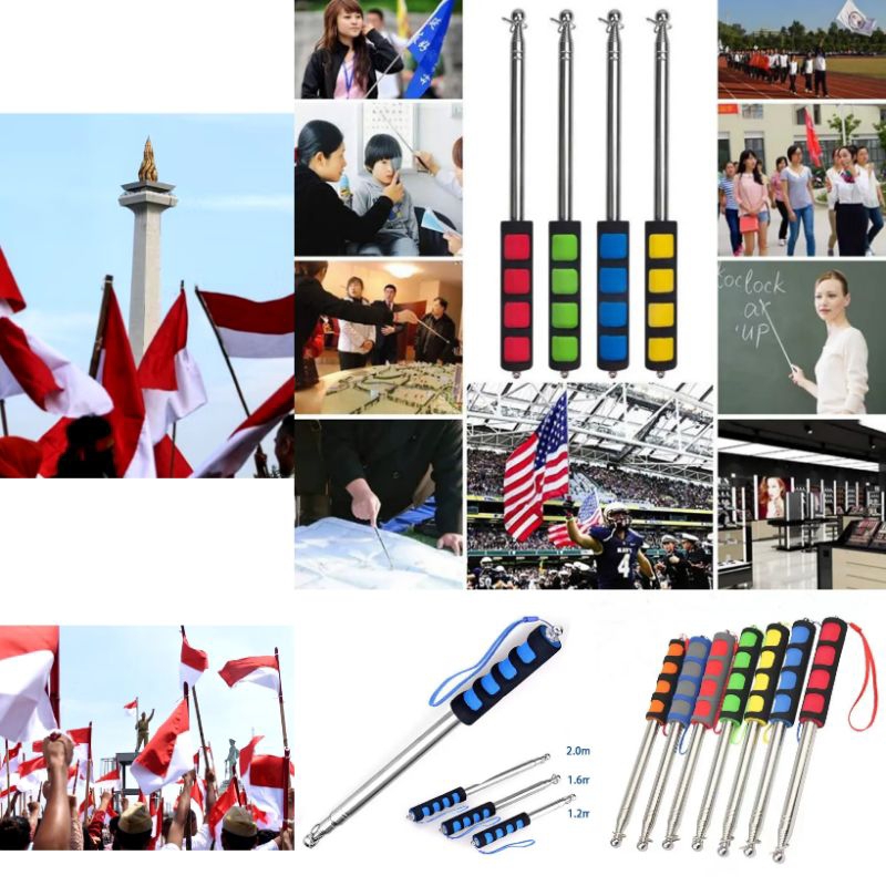 Jual 1.2M 1.6M 2M Tongkat Bendera Stainless Telescopic Tongkat Tiang ...