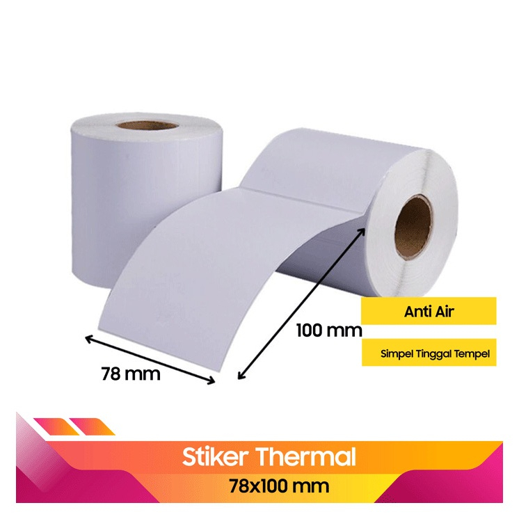 Jual Kertas Label Sticker Resi Thermal Barcode 78x100 mm Gulung Isi 300 pcs / kertas resi ...