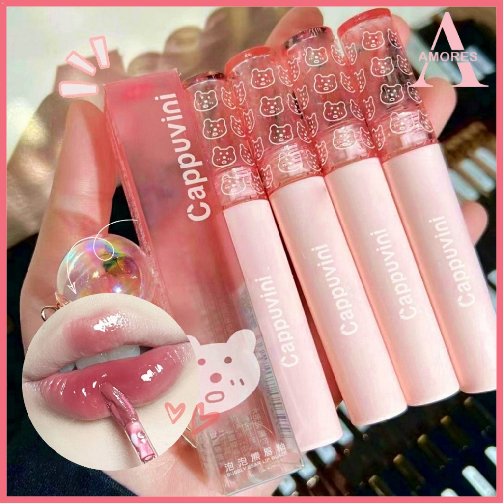 Jual CAPPUVINI Pink Bear Jelly Lip Cream Watery Lipstik Lip Gloss Korea Mirror Luminous XX039 ...