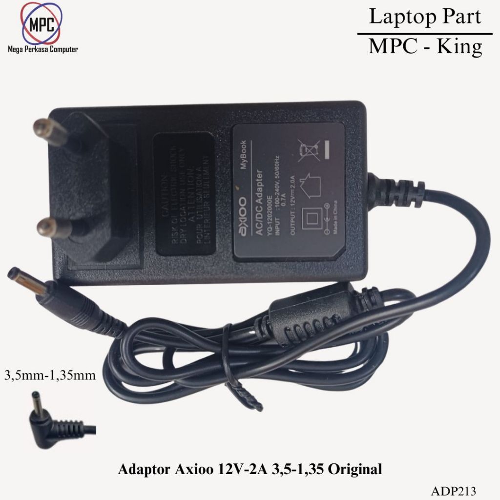 Jual Adaptor Charger Laptop Axioo MyBook 12V 2A 24Watt Colokan Kecil ...