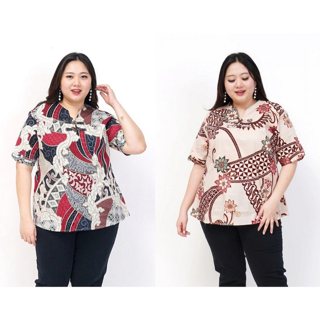 Jual BAJU BLOUSE WANITA BATIK MODERN 021 A KATUN STRETCH BIG SIZE ...