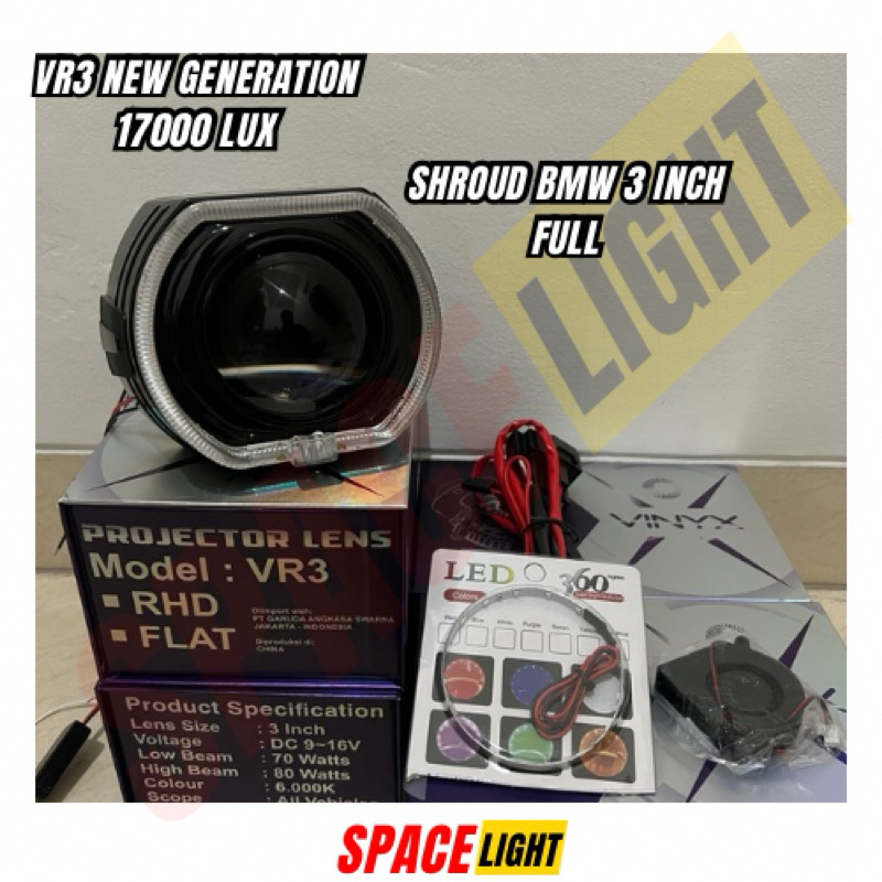 Jual Paket Vinyx VR3 NEW GENERATION !! biled Projector hemat 3 inch 80 ...