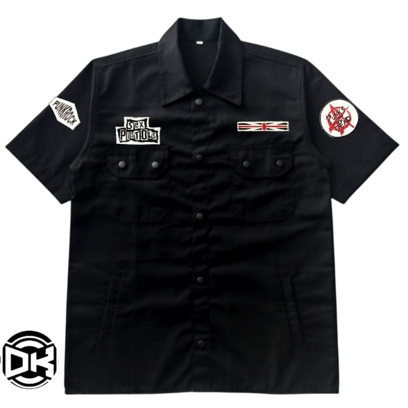 Jual WORKSHIT KEMEJA HITAM TANGAN PENDEK PATCH EMBLEM BORDIR | Shopee ...