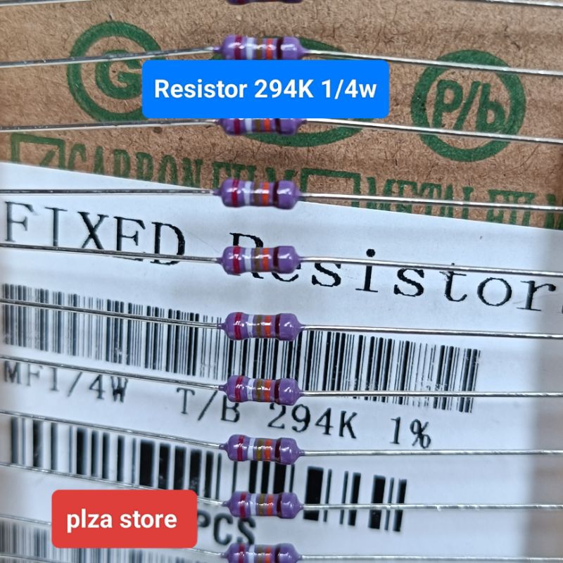 Jual 10X Resistor 294K 1/4w 1% original warna ungu FIXED Resistor seperempat 294K | Shopee Indonesia