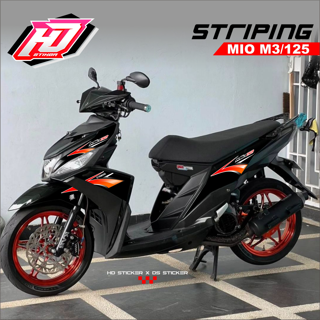 Jual Stiker Mio M3 Decal Striping Mio M3 / Mio Z / Mio 125 Sticker Premium Variasi HITAM ...