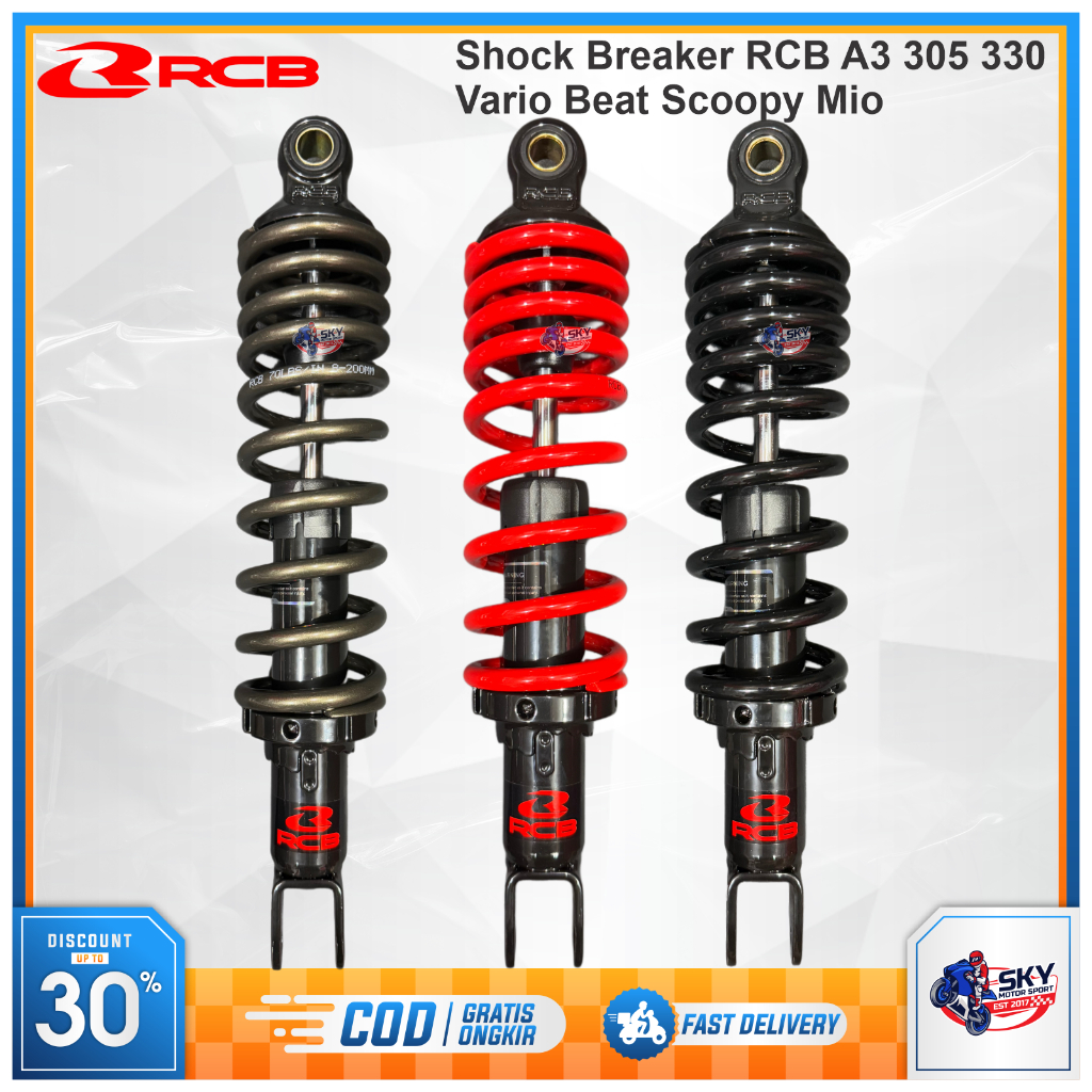 Jual Shock Breaker RCB A3 305mm 330mm 340mm Vario Mio Beat Scoopy Lexi ...