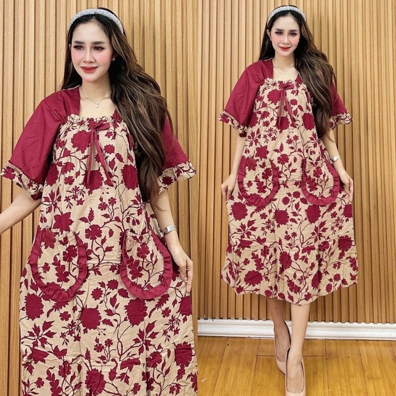 Jual DASTER DRESS RAYON JUMBO MOTIF KEMBANG SEPATU LD 120 PB 118 KAIN ...