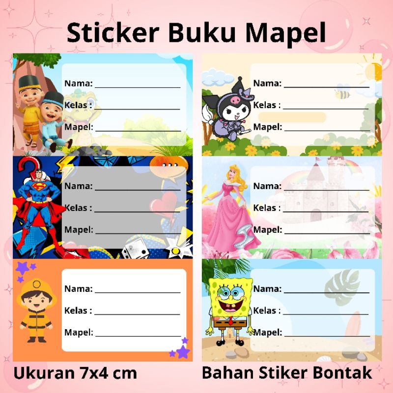 Jual Stiker Buku Mapel / Label Buku Pelajaran Sekolah / Stiker Mata ...