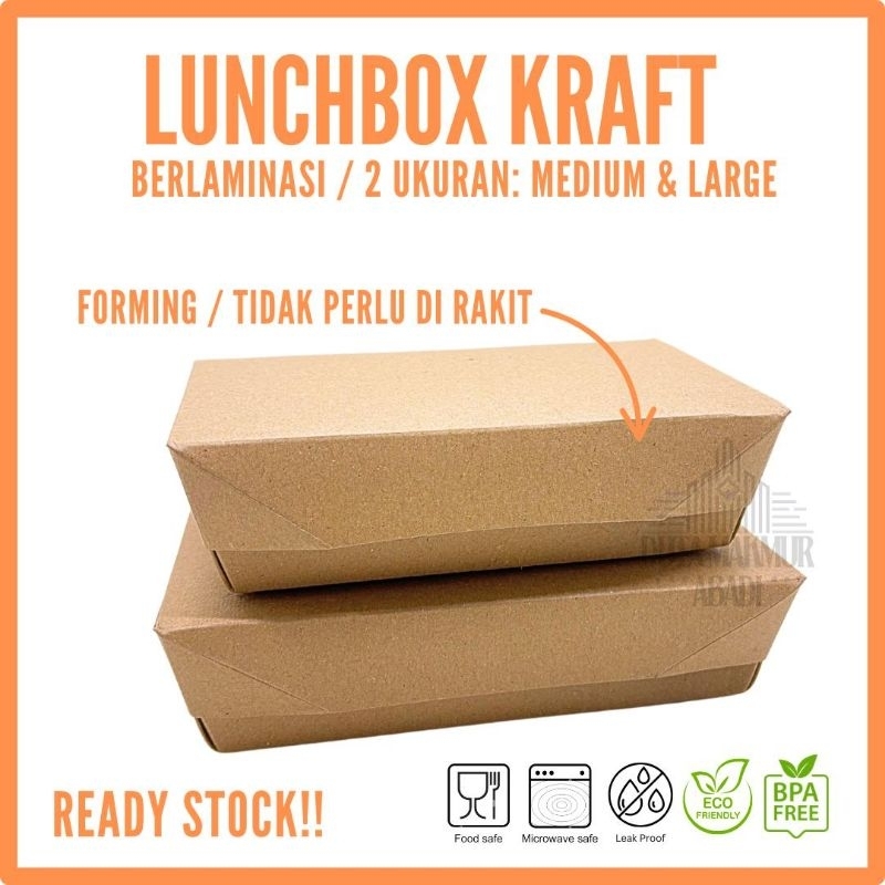 Jual [Isi 50 Pcs] Lunch Box Paper Kraft Coklat Size MEDIUM LARGE Siap ...