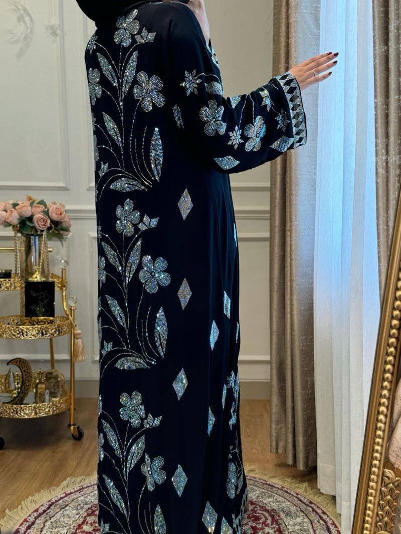 Jual Abaya Dubai Full Rhinestone Malisa Hitam | Shopee Indonesia