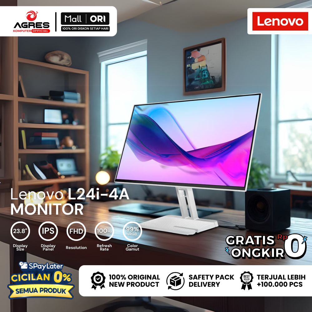 Jual LENOVO MONITOR 24 INCH L24I-4A IPS FHD 1080P 1MS 100HZ SPEAKER ...