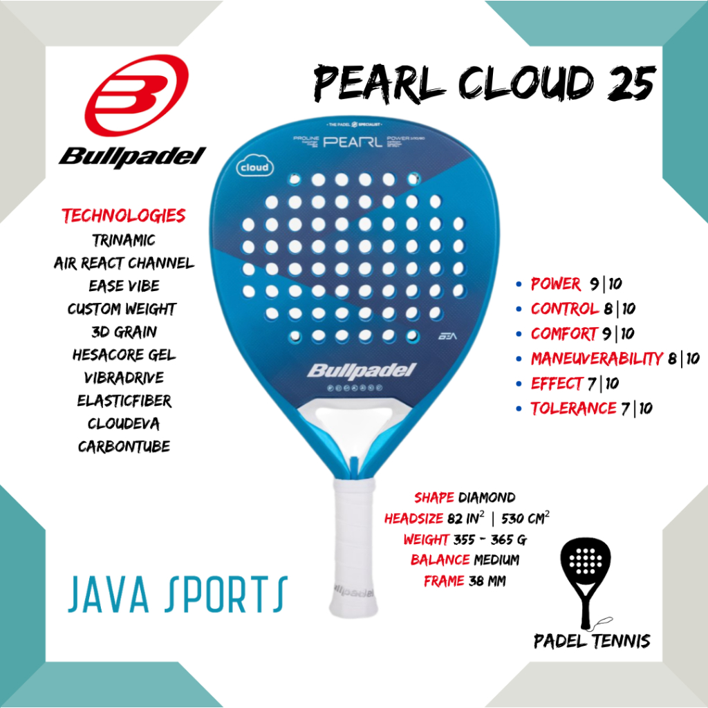 Jual Raket Padel Tenis Bullpadel Pearl Cloud 25 Official Resmi Original ...
