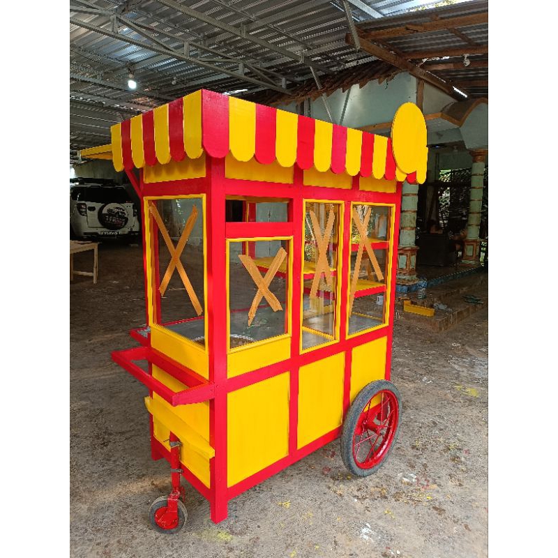 Jual GEROBAK SERBAGUNA RODA TIGA FULL KACA bahan MAHONI | Shopee Indonesia