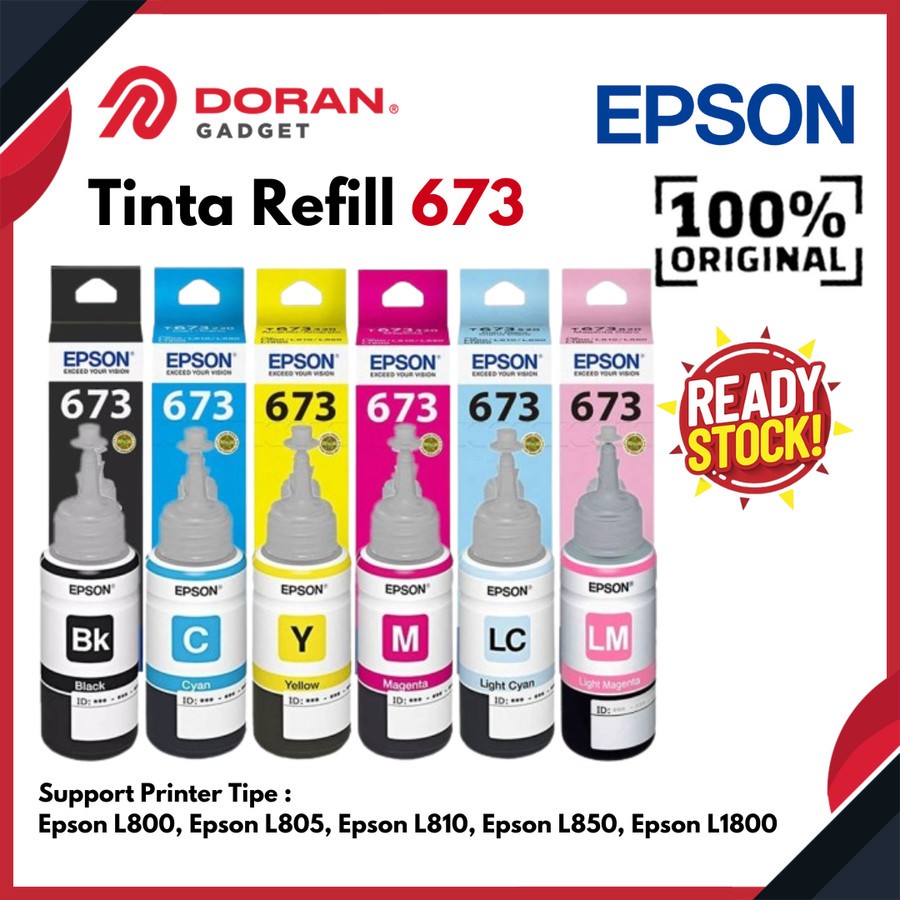 Jual EPSON 673 T673 Tinta Printer L805 L810 L850 L1300 L1800 - Original ...