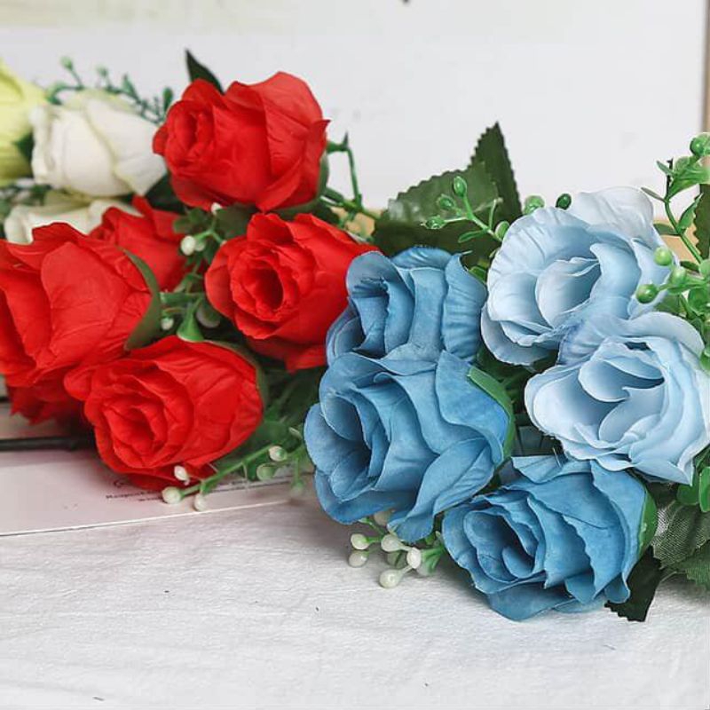 Jual Bunga Mawar Palsu Kuncup 6 Cabang Artificial Rose Flower Dekorasi ...