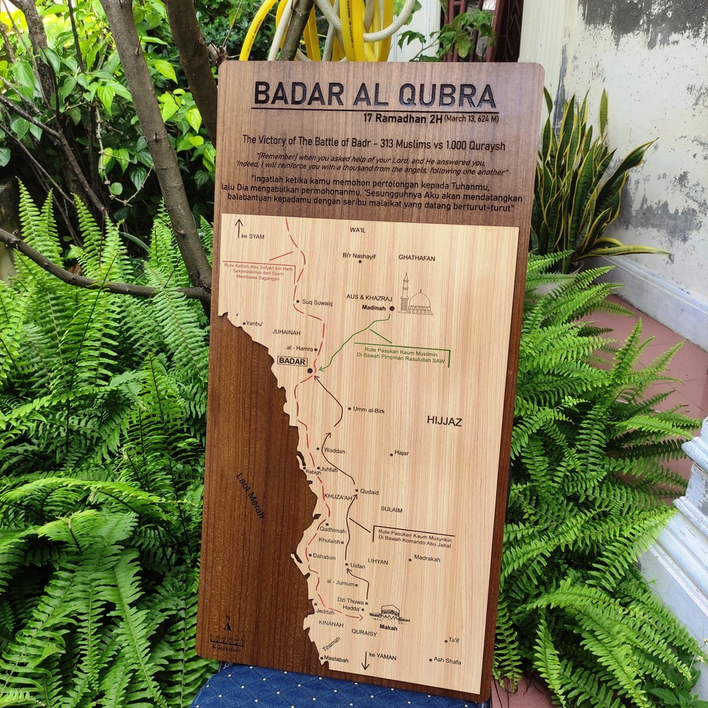 Jual Map Peta Kayu Perjalanan Perang Badar Al Qubra Rasulullah SAW ...
