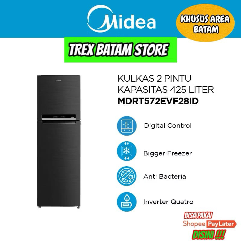 Jual KULKAS MIDEA 2 PINTU KAPASITAS BESAR UK 425 LITER MDRT572EVF28ID INVERTER QUATRO GARANSI ...